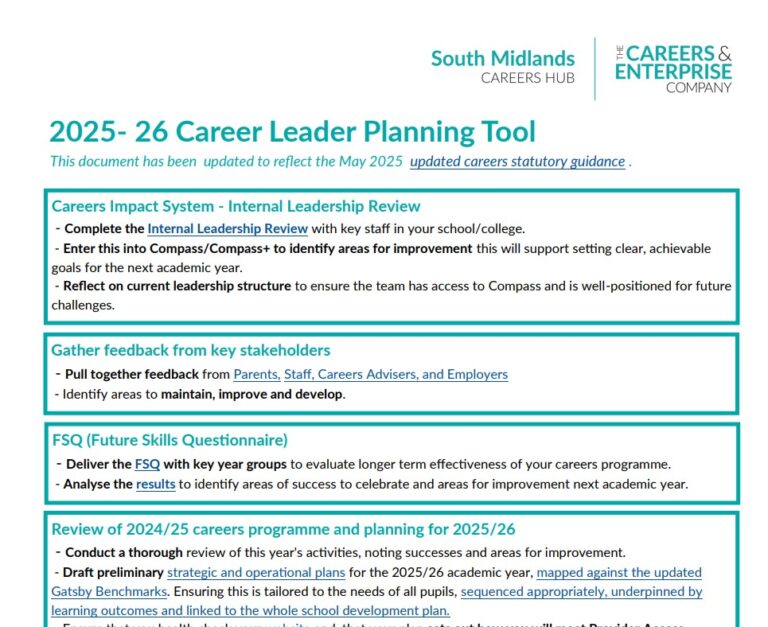 2025-26 Career Leader Planning Tool - South Midlands Careers Hub